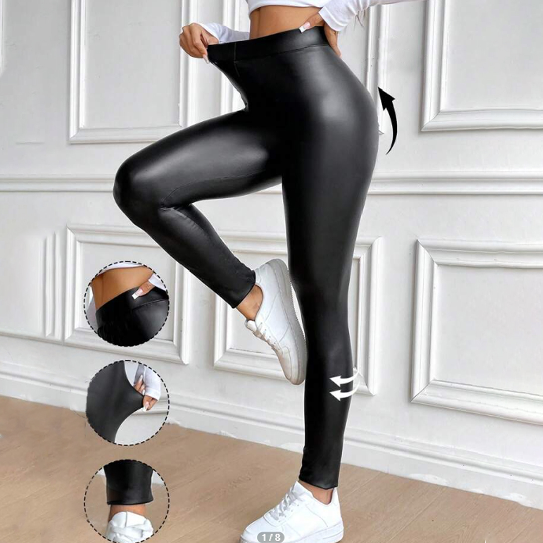 Udobne helanke od veštačke kože, crne | Obuća Metro